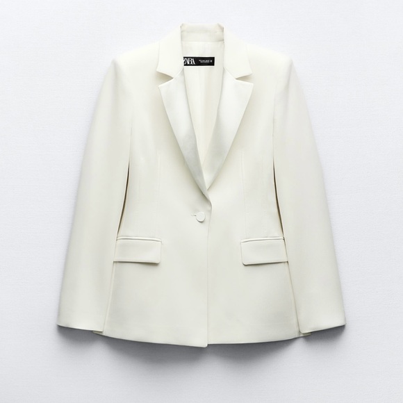 Zara | Jackets & Coats | Zara Combination Satin Effect Blazer Xs Nwt ...